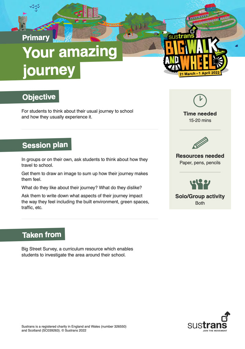 Primary School Lesson Plans — Sustrans Big Walk and Wheel 2022