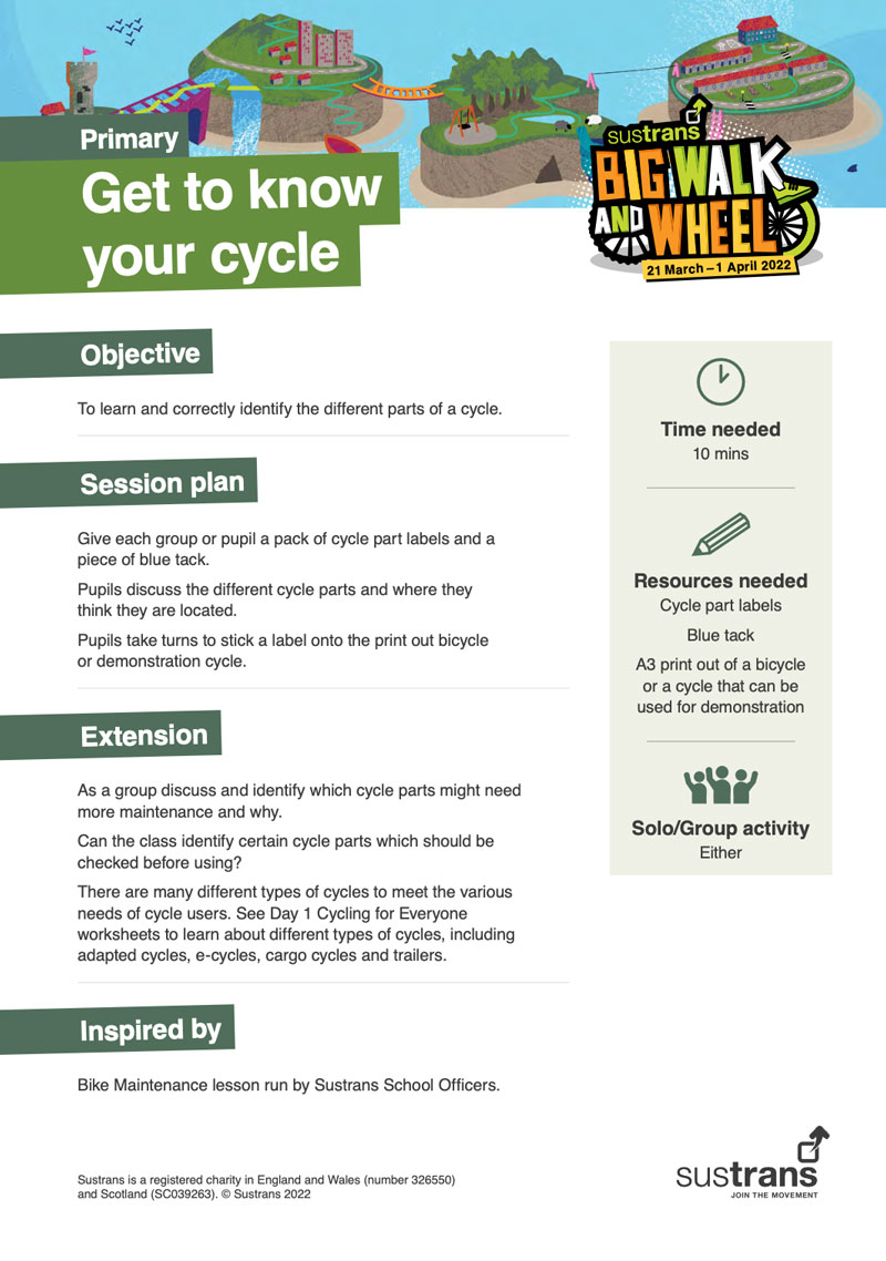 Primary School Lesson Plans — Sustrans Big Walk and Wheel 2022